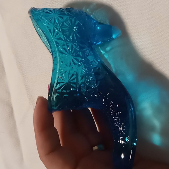 Vintage | Other | Vintage Blue Indiana Glass Slipper With Large Bow ...